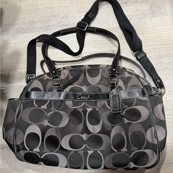 Coach | Bags | Coach Signature Black And Gray Diaper Bag | Poshmark